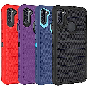 Probeetle Galaxy A11 Phone Case with HD Screen Protector Heavy Duty [3 Layer] Hybrid Shock Proof Protective Rugged Bumper PC and TPU Cover Case for Samsung Galaxy A11 Phone(Black/Black)