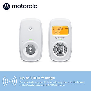 Motorola AM24 Audio Baby Monitor with LCD Screen - 1000ft Range, Secure & Private Connection, Two-Way Talk, Room Temperature Sensor, Portable Parent Unit (Built-in Rechargeable Battery)