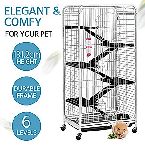 go2buy Metal 3 Doors Rats Rabbit Ferret Cage Playpen, 25.2Lx 16.9Wx 51.6H-inch White