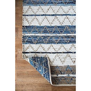 CC Home Furnishings Diamond Shuttle Weave Durrie Denim Area Throw Rug - 2.5' x 4' - Blue and White