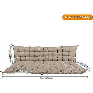 Stonehomy 2-3 Seater Swing Replacement Cushions, Water-Resistant Thick Swing Cushions with Backrest and Non-Slip Ties for Patio Garden Furniture, 60x40 Inches