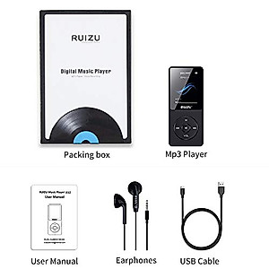 MP3 Player with Bluetooth 5.0, RUIZU 8GB Music Player for Kids, Digital Audio Players, MP3 Player with FM Radio, Voice Recorder, Video Play, E-Book, 80 Hours Playback, Expandable Up to 128GB, Black