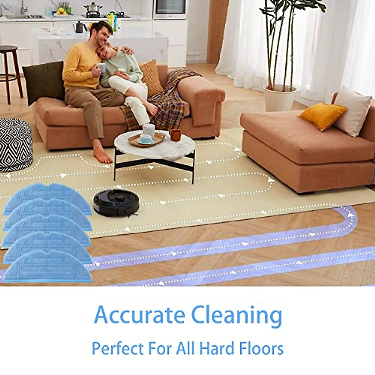 S7 Mop Pads Compatible with Roborock S7 S7+ T7 T7S T7 Plus S7MaxV, S7 MaxV Plus Vacuum Cleaner Washable Reusable Microfiber Mop Cloth, 5 Pack