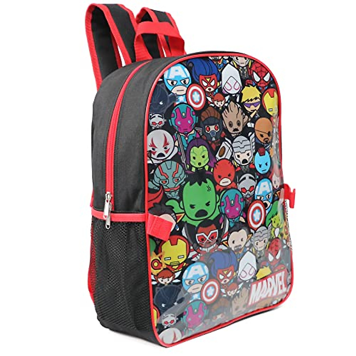 16'' Full Size Marvel Avengers Kawaii Backpack Lunchbox Set Bookbag School Set Black/Red