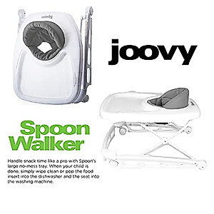 Joovy Spoon Baby Walker & Activity Center Featuring Three Adjustable Heights, Tough Luggage Grade Seat Material, and 30 lb Weight Capacity - JPMA Safety Certified (Charcoal)