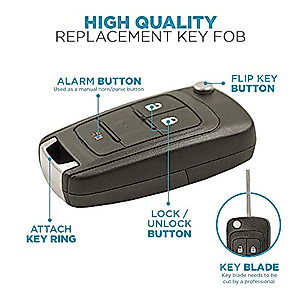Keyless2Go Replacement for Keyless Remote 3 Button Flip Car Key Fob for OHT01060512 with Uncut Transponder Ignition Car Key High Security Laser Sidemill B119 HU100
