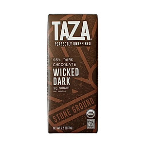 Taza Chocolate Organic Amaze Bar 95% Stone Ground, Wicked Dark, 2.5 Ounce (6 Count), Vegan