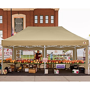 ABCCANOPY Outdoor Winter Gazebo 10x20, Premium Instant Pop Up Canopy Tent with Elegant Church Window,Snow and Rain Protection, Bonus Wheeled Bag,Beige