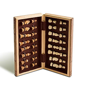 STERLING Games 12" Wooden Chess Set Portable Travel Folding Board with Magnetic Closure and Felted Interior Piece Holder Storage