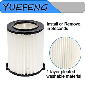YUEFENG VF4000 Replacement Filter for Ridgid Wet Dry Vacuum 5 to 20 Gallon - Filter for Husky Vacuum 6 to 9 Gal - WD5500 WD0671 RV2400A RV2600B (2 Pack)