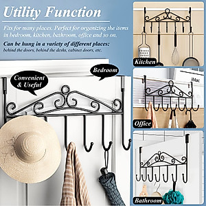 Youdepot Over The Door Hook - 7 Hook Bronze Coat Rack, Towel Hanger, Bathroom Door Hooks, Clothes Hanger, Hat Organizer, and Belt Holder. Easy to Install Door Hanger Hook.