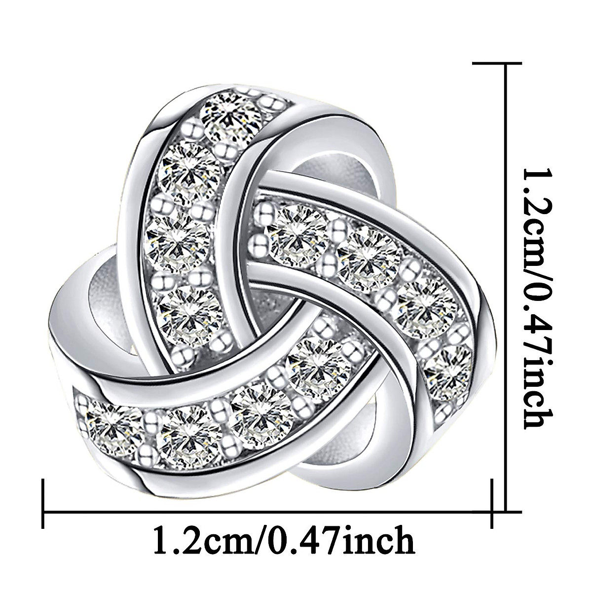 14K Gold Plated Stud Earrings | 925 Sterling Silver Post CZ Hypoallergenic Earrings Love Knot Cubic Zirconia Earrings for Women (White)