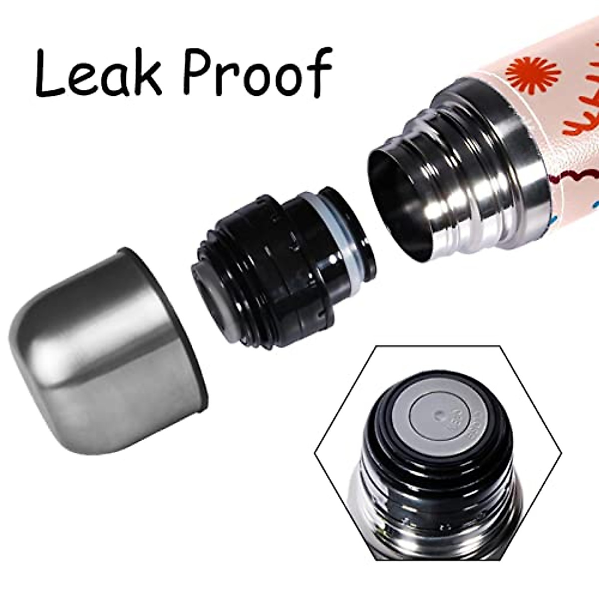 Cute Fish Coral Vacuum Insulated Stainless Steel Water Bottle, Double Walled Travel Thermos Coffee Mug 17 OZ for School Office