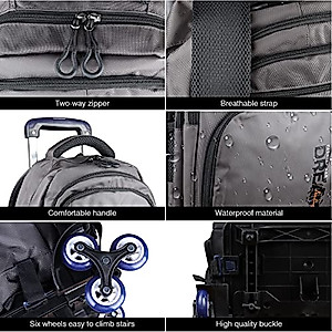 VILINKOU Rolling Backpack with Wheels Backpacks on Wheels for Boy and Girl, 18 inch Wheeled Backpack for School, Travel (Grey)