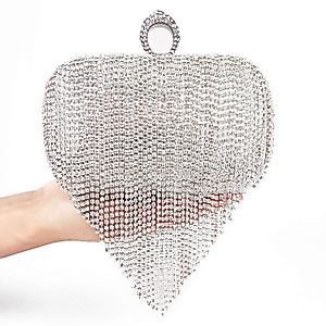 zebrum Womens Evening Clutch Bag Designer Evening Handbag Hand Bag,Lady Party Wedding Clutch Purse (Silver- Rhinestone Tassel)