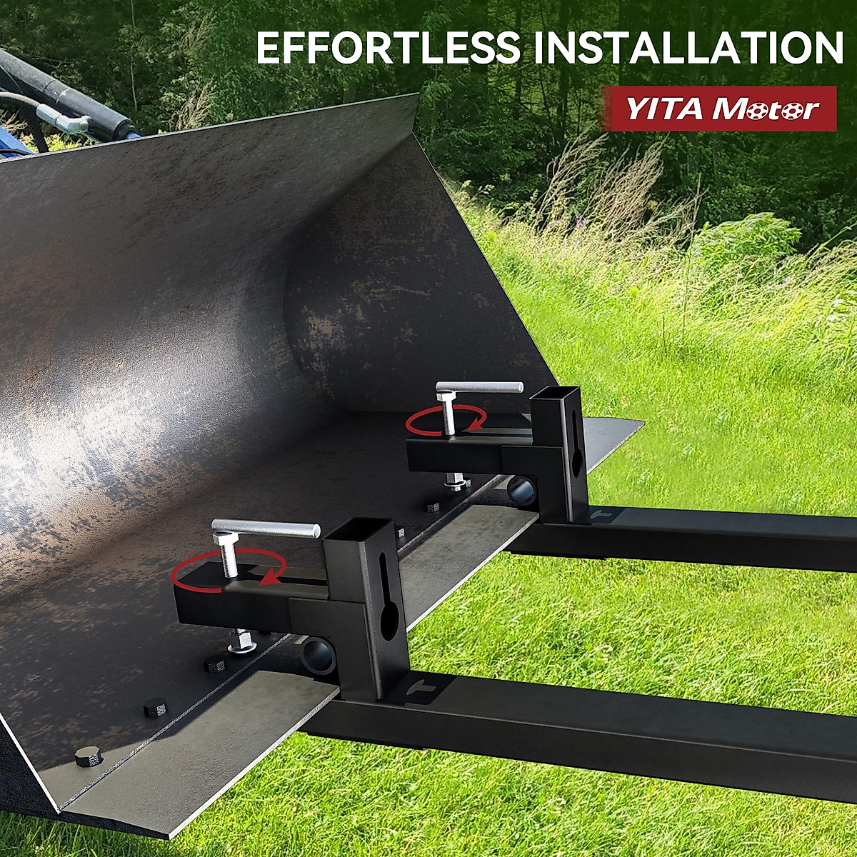 YITAMOTOR 60" 4000LBS Clamp on Pallet Forks Light Duty Forks for Tractor Loader Bucket with Adjustable Stabilizer Bar