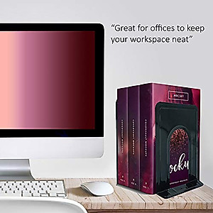 Lafbo™ Premium Heavy-Duty Black Bookends – Metal L-Shaped Book ends – Non Skid - Perfect for Books, DVD’s, VHS Tapes, Music CD’s, Games, – Measures 5.7 x 5 x 6.8 Inches – 2 Sets of 2 Book Supports (4)