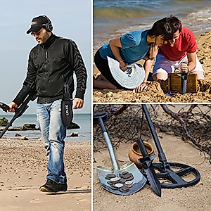 Metal Detector Shovel, LRLXE Sturdy Heavy Duty Double Serrated Edge Digger, Metal Detecting Digging Tool with Sheath for Metal Detection Digging, Garden Accessories for Planting, for Belt Mount