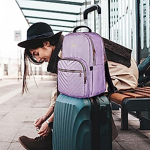 MATEIN 17 Inch Laptop Backpack, Womens Travel Laptop Backpack with RFID Pocket, Large Water Resistant College Teacher Nurse Work Bag Lightweight Daypack Computer Bagpack with USB Charging Port, Purple