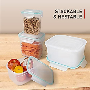 LIHOOOOM Food Storage Containers with lids, 8-Piece BPA-Free Meal Prep Rectangle Containers Plastic Leak-Proof Containers for Cereal, Flour and Sugar 3.5L, Green