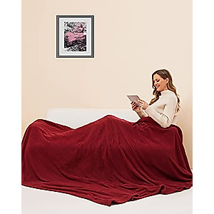 McJaw Electric Heated Blanket Full Size 72"x84" Large Fleece Warm Bedding Blanket for Whole Body 4 Heating Levels and 10 Hours Auto-Off Overheating Protection - Red