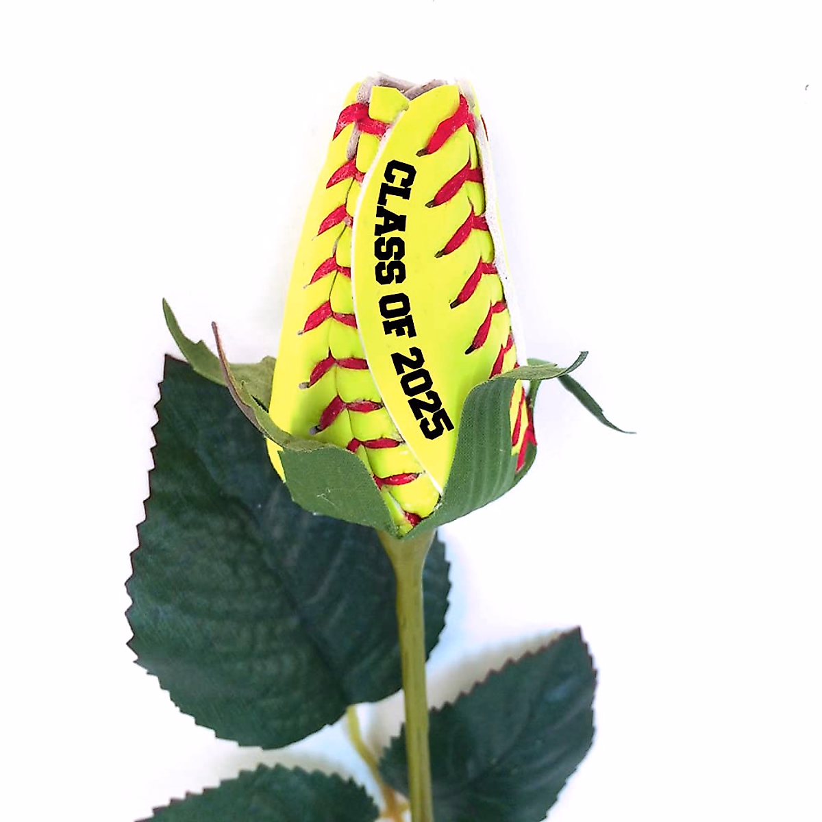 Softball Rose with Graduation Year - Handmade with Authentic Premium Softball Covers - Original Sports Roses Design