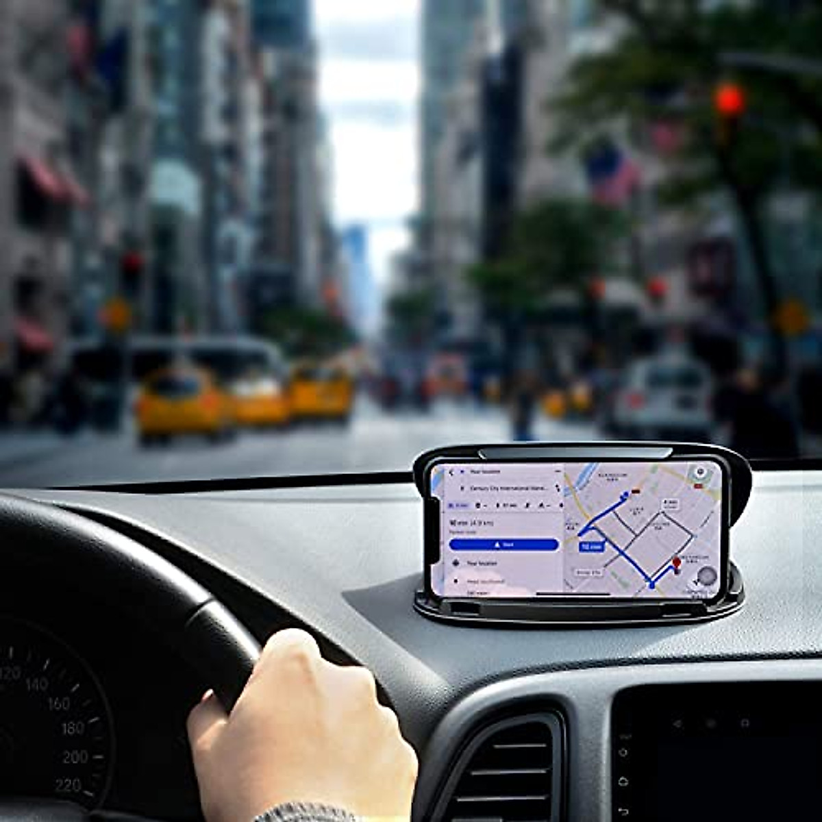 Car Phone Holder Mount, Dashboard Phone Holder for Car, Bosynoy Clamshell Cell Phone Holder Stand, Anti-Slip Silicone Pad Mat Vehicle GPS Mount Compatible with iPhone, Galaxy and All Smartphones-Black