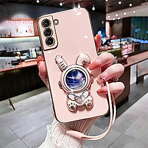 Fold Bracket Case for Samsung Galaxy S23 S22 Note20 S21 S20 Ultra Plus FE A73 A53 A72 A52 Cover with Lanyard,Pink GS,for Samsung S23Plus