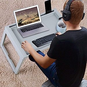 Bed Tray Table Breakfast Serving Tray with Foldable Legs for Sofa, Bed, Food Eating, Working, Used As Laptop Desk Snack Tray Bed Tray for Eating Reading Working Laptop Tray in Bed Sofa Blue