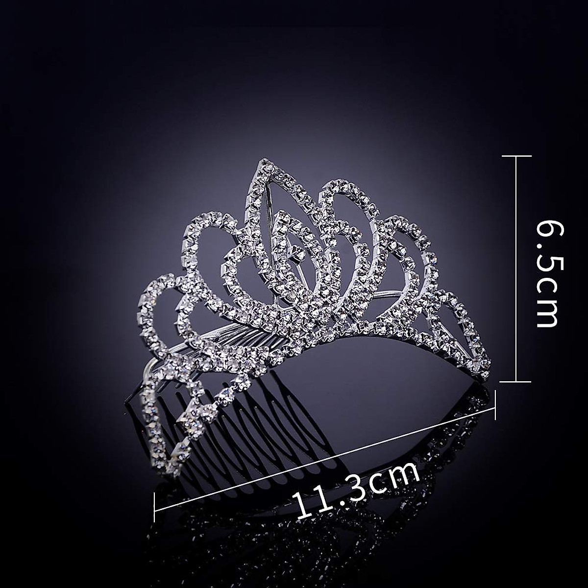 Bseash Mini 4.4" Silver Crystal Tiara Crown Headband Princess Elegant Crown with combs pin for Women Girls Bridal Wedding Prom Birthday Party
