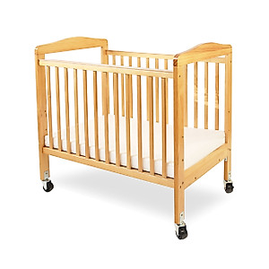 LA Baby Compact Non-Folding Wooden Window Crib, Natural