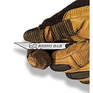 Milspin Rhino Bar EDC Stainless Steel Mini Pry Bar Multi tool Keychain with Screw Driver, Box Opener and Minimalist Tool Features, Made in The USA
