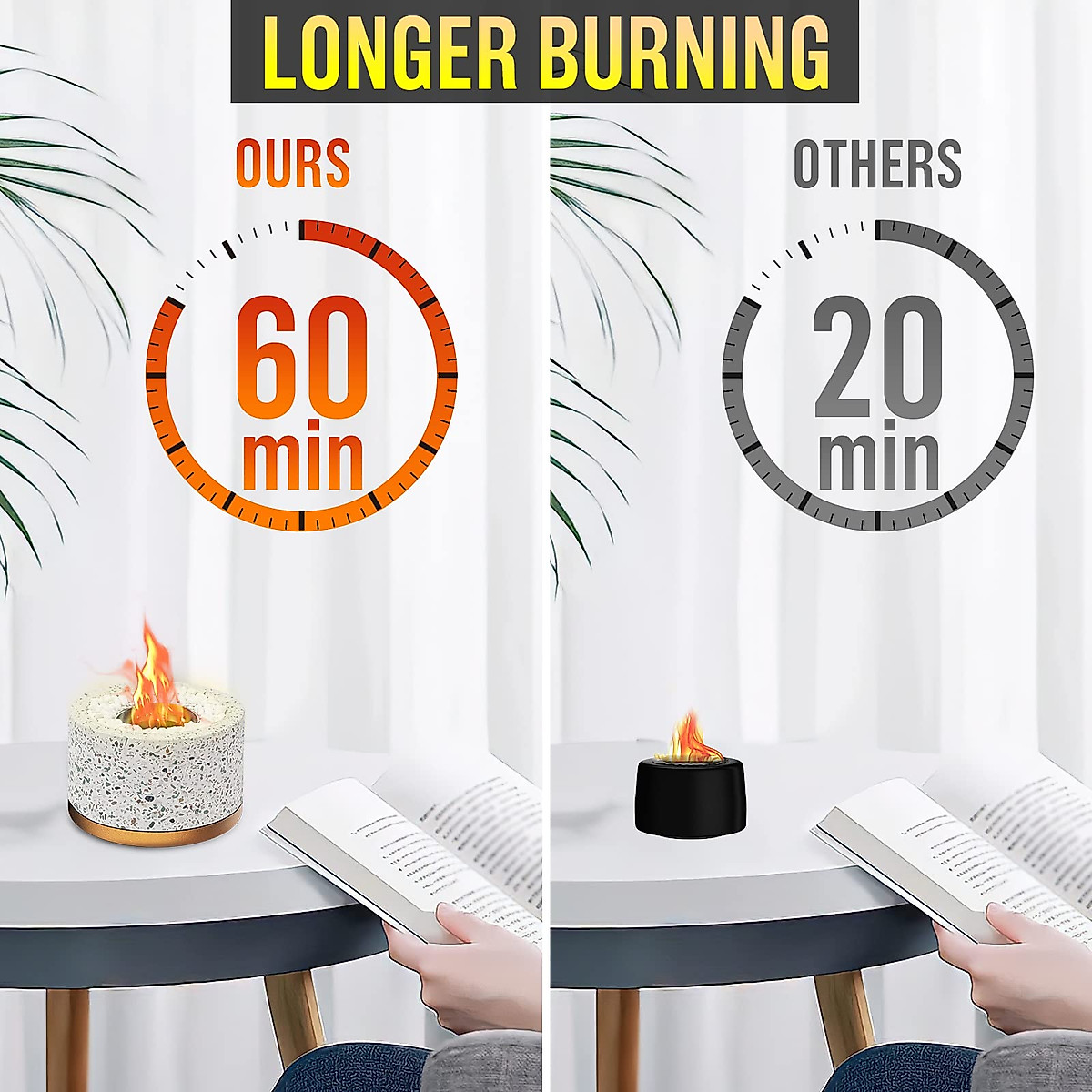 Xoten Tabletop Fire Pit, Terrazzo, Indoor & Outdoor Fire Pit Bowl, Ethanol Fire Pit, Small Balcony Table Top Fire Bowl, Patio Firepit, Mini Fireplace, Tabletop Fireplace