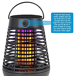 PIC Portable Solar Insect Killer Torch (FLPT), Bug Zapper and Flame Accent Light, Kills Bugs on Contact - Twin Pack