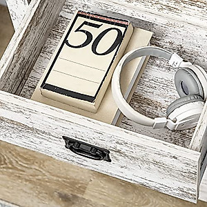 HOMCOM Industrial Sideboard Buffet Cabinet with 2 Drawers Kitchen Storage Cabinet Coffee Bar Cabinet with Double Door Cupboard for Kitchen, Living Room, Distressed White