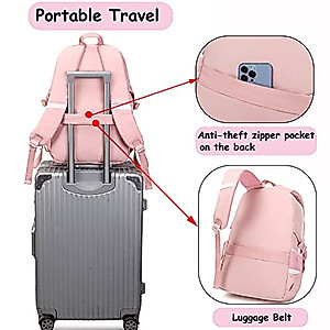 Makukke School Backpacks for Teen Girls - Laptop Backpacks 15.6 Inch College Cute Bookbag Anti Theft Women Casual Daypack,Pink