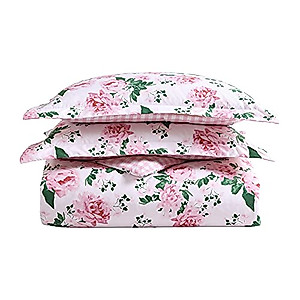 Betsey Johnson - Queen Duvet Cover Set, Reversible Bedding with Matching Shams, All Season Home Decor (Blooming Roses Pink, Queen)