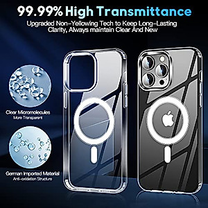 MOZOTER Magnetic for iPhone 14 Pro Max Case,[Compatible with Magsafe] [Anti-Yellowing][Glass Screen Protector+Camera Lens Protector] Shockproof Slim Thin Phone Case Cover 6.7 inch-Clear