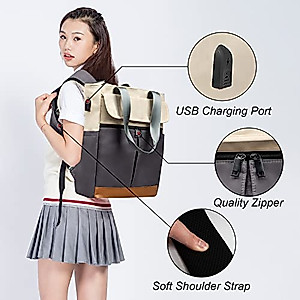 Vibkow Convertible Daypack Laptop Backpack, Travel Casual Bag with USB Charging Port, Stylish College Tote Purse For Women Men Girls Boys Student