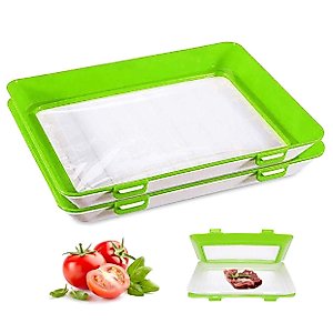 Food Plastic Preservation Tray,Stackable Food Tray Reusable Creative Food Preservation Tray for Food Preservation 2 Pack