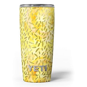 Design Skinz The Orange Yellow Watercolors with Falling Pedals - Skin Decal Vinyl Wrap Kit Compatible with The Yeti Rambler Cooler Tumbler Cups