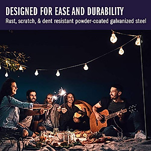 Holiday Styling String Light Poles for Outdoor String Lights - Metal Light Pole w/Hooks for Outdoor String Lighting - Patio Light Accessories Ideal for Backyard, Weddings, and Parties