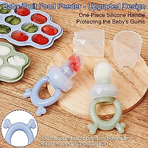 Baby Breastmilk Popsicle Molds & Baby Fruit Feeder (2 Pack), KingKam Baby Food Freezer Tray Storage Containers, Silicone Pacifier Feeder and Teether