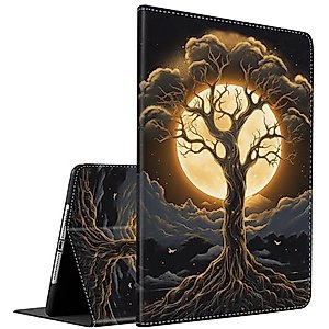 Case for Samsung Galaxy Tab S8 2022/Tab S7 2020 11 Inch (Model SM-X700/X706/T870/T875/T878), Multi-Angle Smart Stand Cover Auto Sleep/Wake, Tree of Life and Moon