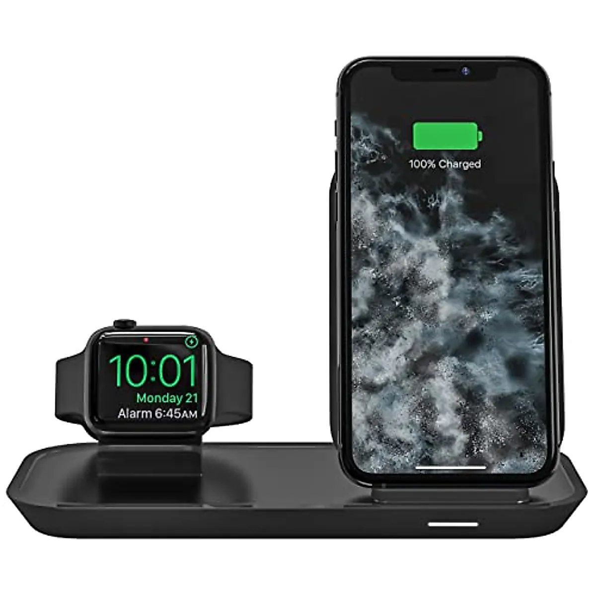 mophie 2-in-1 Wireless Charging Stand - MFI Certified Charger Pad for iPhone and Apple Watch with Additional USB Port for Airpods