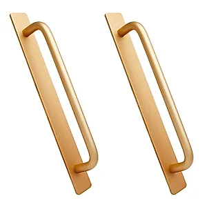 Auvotuis 2Pcs 8.3 Inch Self-Stick Instant Cabinet Handles, Aluminum Alloy Drawer Push Pull Handles Barn Door Handle Helper with Adhesive for Sliding Door, Closet(Silver)