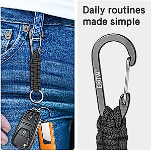 EOTW Carabiner Keychain, Small Carabiner Clip with Paracord Keychain Mini Aluminum D Ring Key Organizer