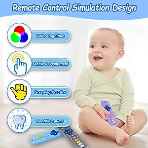 Jkevow Baby Teething Toys, Silicone Teethers Toys for Babies 0-24 Months, Remote Control Shape Baby Teethers Chew Toys, BPA Free Freezable Relief Molars Gums Pain (Pink)