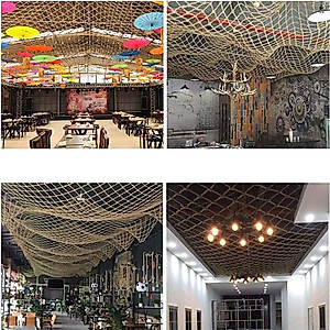 RZM Rope Net Wall Decor, Playground Climbing Net Kids Safety Net Treehouse Fence Net Birds Protective Net Children Swing Heavy Duty Hemp Cargo Cover Hammock Nets Child Safety Netting for Balcony