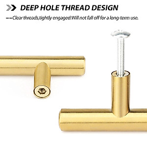 goldenwarm 25 Pack Brushed Brass Kitchen Cabinet Handles 5 inch Bar Pulls Gold Cupboard Door Pulls - LS201GD128 Modern Dresser Drawer Hardware, 128mm Hole Centers